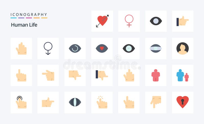 25 Human Flat Color Icon Pack Stock Vector - Illustration of gender ...