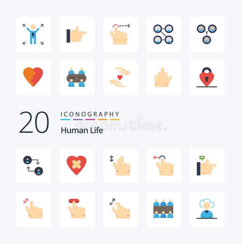 20 Human Flat Color Icon Pack Like Swipe Finger Swipe Thumbs Up Done ...