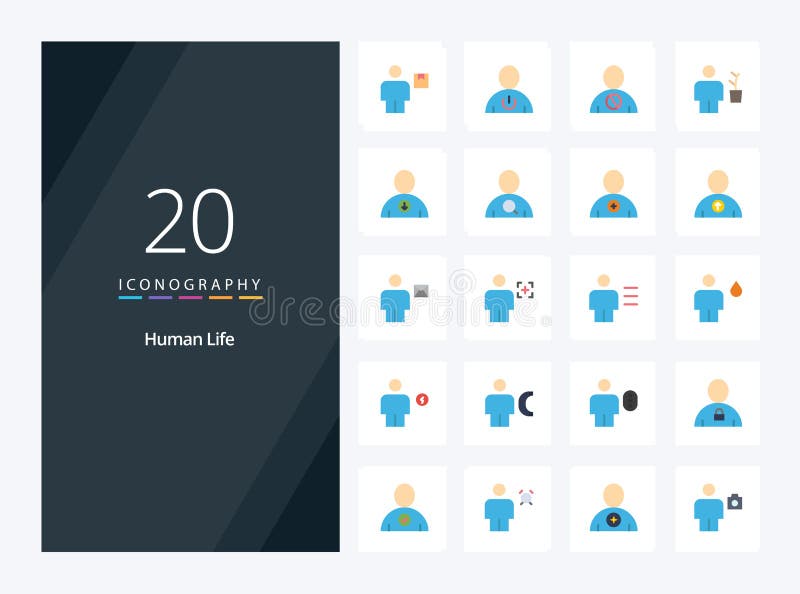 20 Human Flat Color Icon for Presentation. Vector Icons Illustration ...