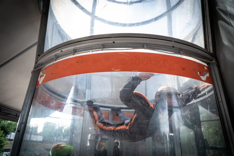 Human Flight in the Wind Tunnel. Training for Parachute Sport Stock ...