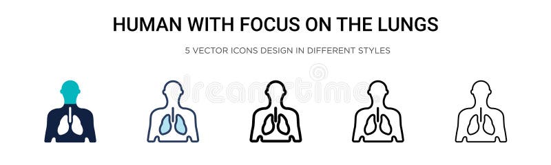 Human with Focus on the Lungs Icon in Filled, Thin Line, Outline and ...