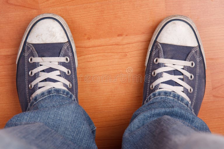 Human Foot with Jeans and Sneakers Stock Photo - Image of fashion, walk ...