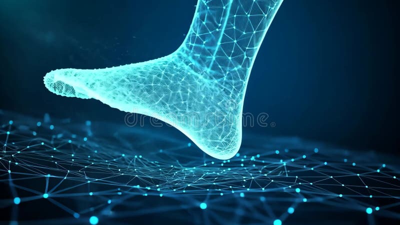 Human Foot Leg Feet Digital Step Low Poly Lines Wireframe Tech Science ...