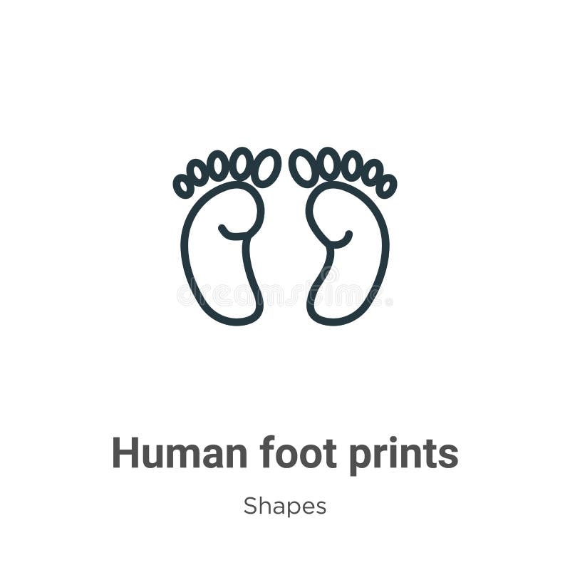 Human Foot Prints Outline Vector Icon. Thin Line Black Human Foot ...