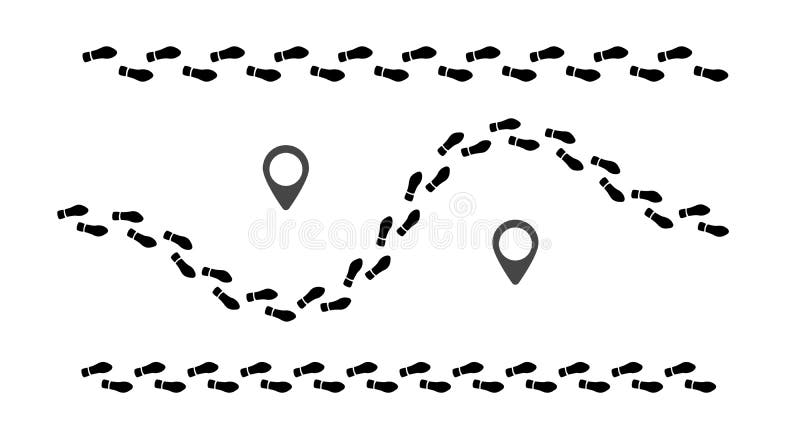 Footprint Trail, Human Walking Route, Footsteps Track. Shoe Print Path ...