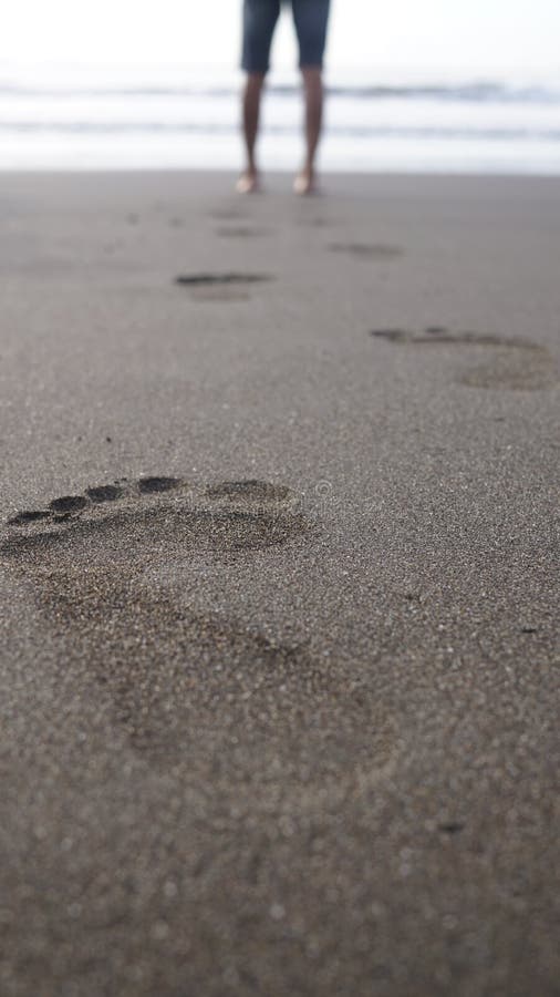 Human Footprint on the Beach Sand Stock Image - Image of flooring ...