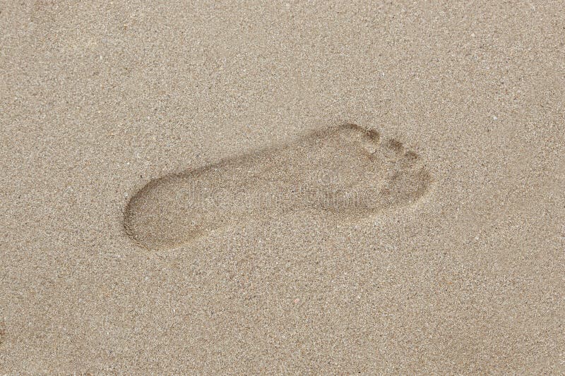 Human Footprint Imprint in Sand on the Beach Stock Image - Image of ...