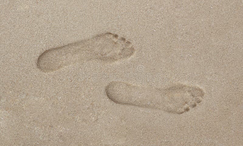 Human Footprint Imprint in Sand on the Beach Stock Image - Image of ...
