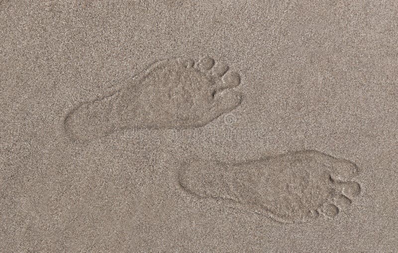 Human Footprint Imprint in Sand on the Beach Stock Image - Image of ...
