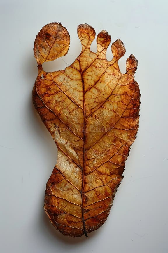 Human Footprint with Leaf Texture. Generative AI. Stock Illustration ...
