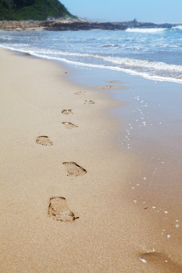 Footprints Towards the Water Stock Image - Image of steps, journey: 6506925