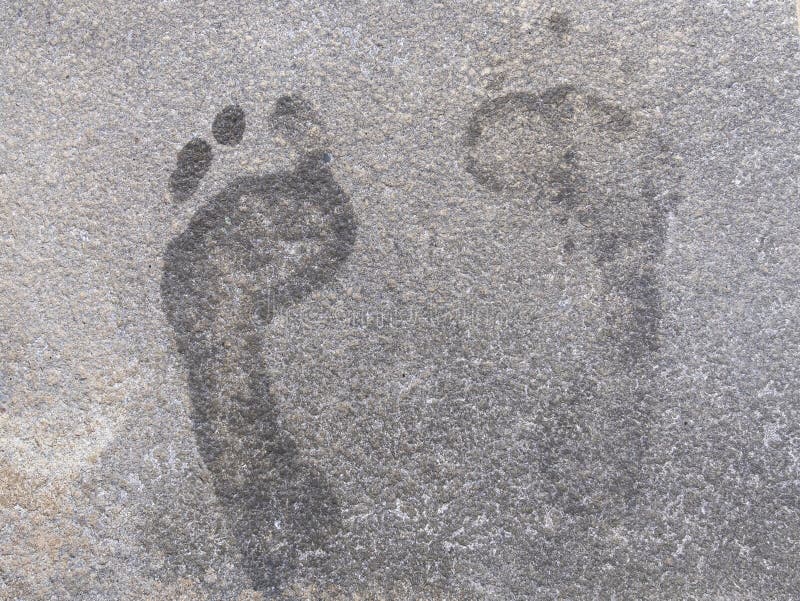 Human Footprints in Concrete Pavement Texture Stock Photo - Image of ...