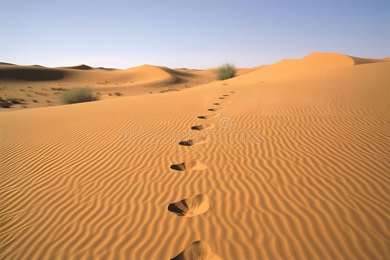 Human Footprints in the Desert. Neural Network AI Generated Stock ...