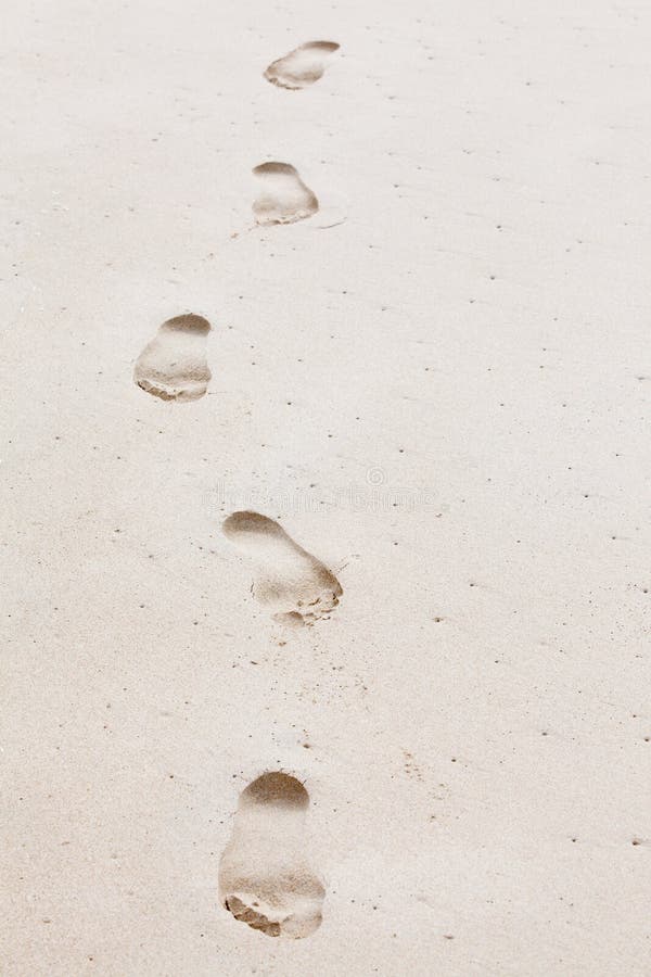 Human Footprints Leading Towards the Viewer. Copyspace on Right Stock ...