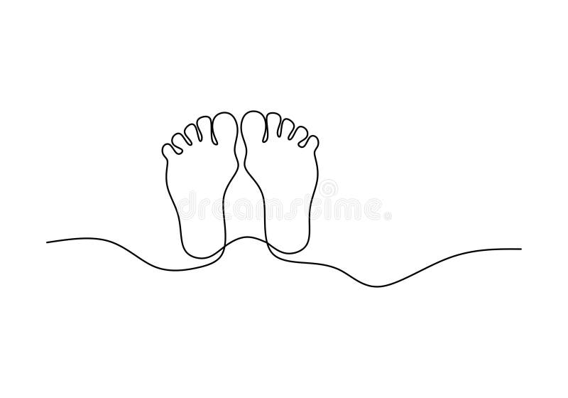 Human Footprints Steps Continuous Line Drawing. Physical Activity of ...
