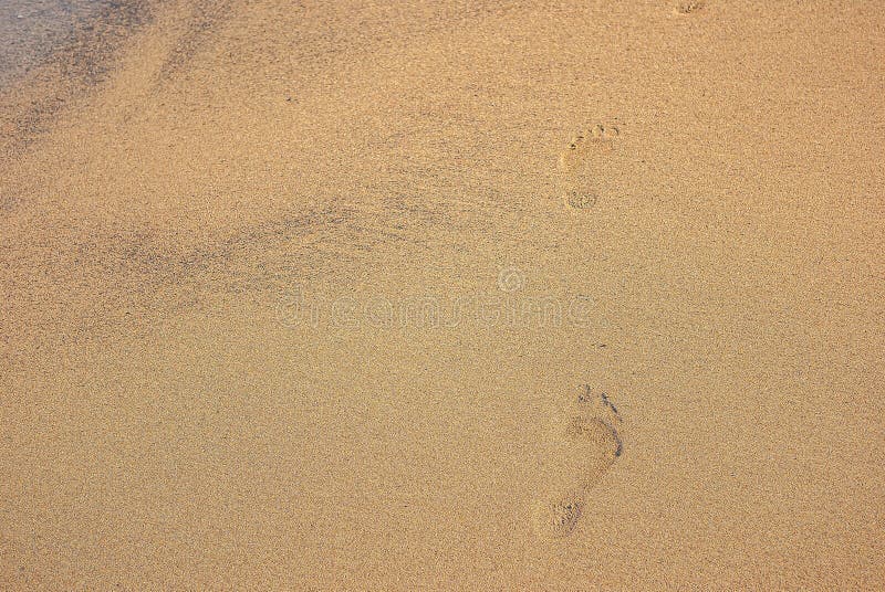 Clear Traces of Bare Human Feet on the Sand. Human Footprints Left on ...