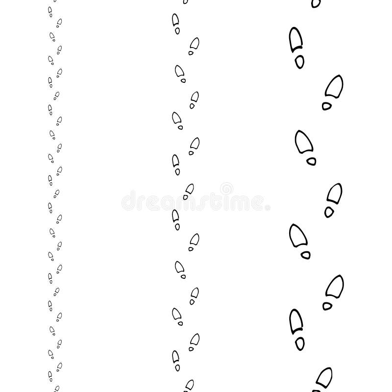 Human Footprints On A White Background. Black Silhouette Of Steps ...