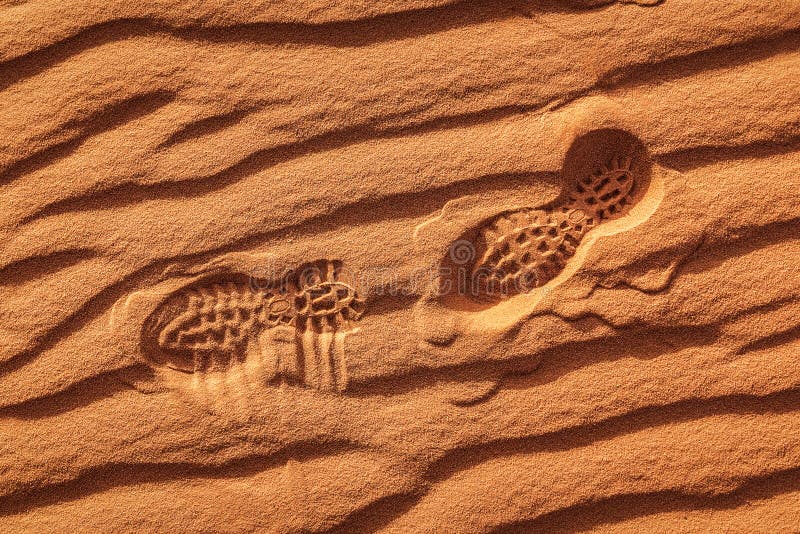 Human Footsteps on the Sand in the Desert Stock Photo - Image of nature ...