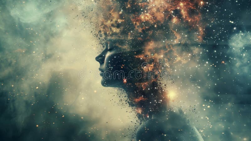 A Human Form Dissolving into Cosmic Dust Embracing the Vastness of the ...