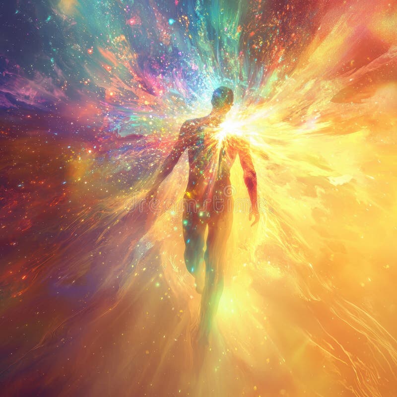 Human Form Morphing into Burst of Light Stock Illustration ...