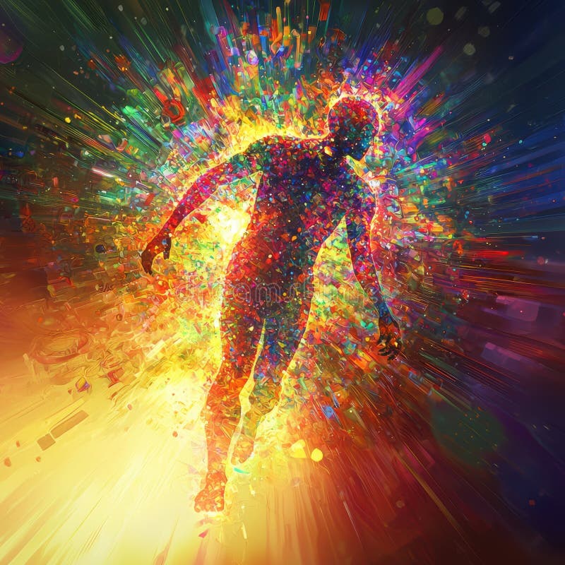 Human Form Morphing into Burst of Light Stock Illustration ...