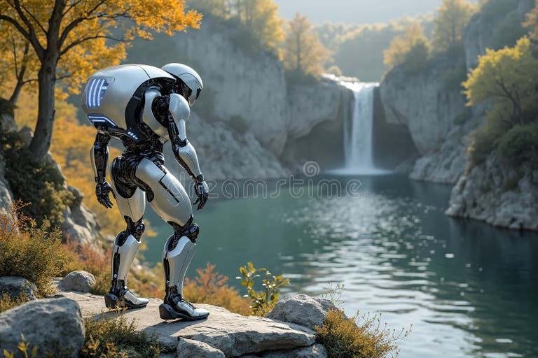 Human in Full Protected Exoskeleton on Natural Landscape Stock ...