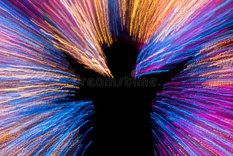 Human with Glad Shape on Multi Color Lighting Stock Photo - Image of ...