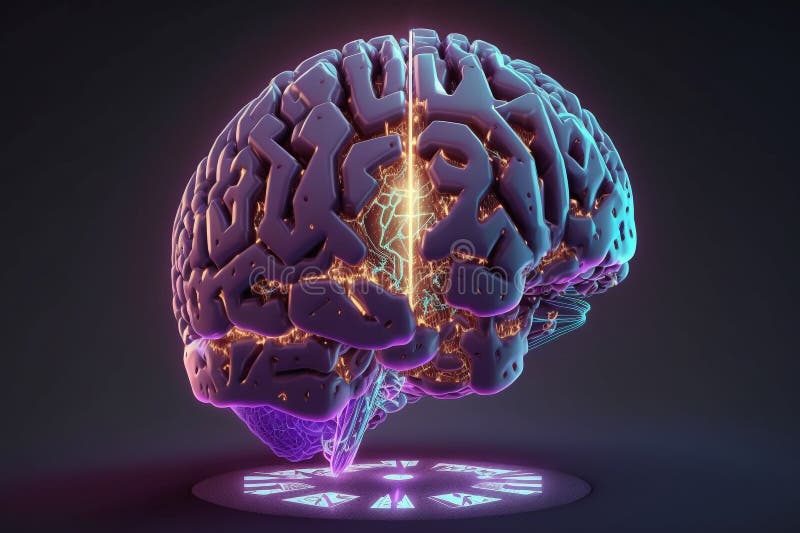 Human Glowing Brain,illuminated Mind Illustration Generative AI Stock ...