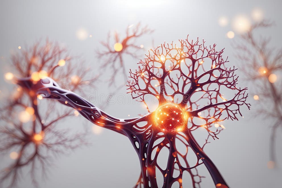 Human Glowing Neurons Visualization. Ai Generative Stock Illustration ...