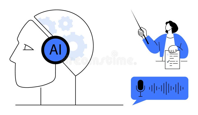Human Guiding Voice To Text Ai System Stock Illustrations – 1 Human ...