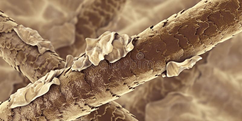 Human Hair with Dandruff and Close-up View of Microscopic Fungi ...
