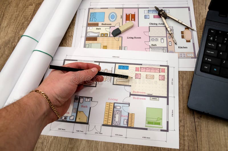 Human Hand, Architectural Plan Stock Image - Image of building, concept ...