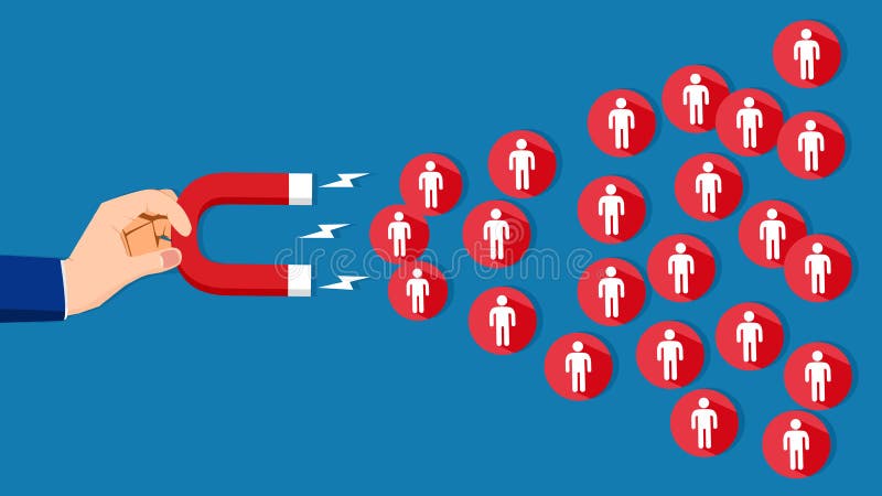 A Human Hand that Attracts a Human Icon with a Magnet. the Concept of ...