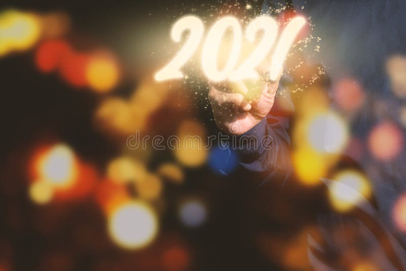 Human Hand and the Beginning of New Year 2021 Stock Photo - Image of ...