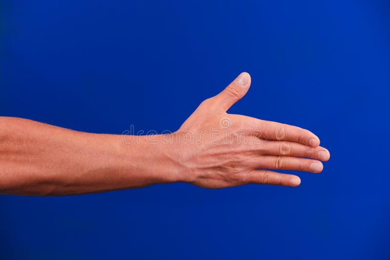 Human Hand on Blue Background Chroma-key. Stock Photo - Image of ...