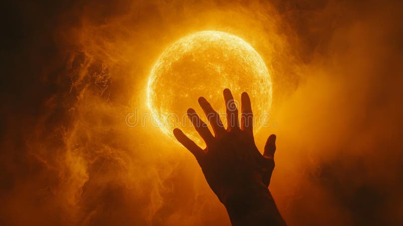 Hand Captures the Phenomenon of a Solar Eclipse Stock Illustration ...