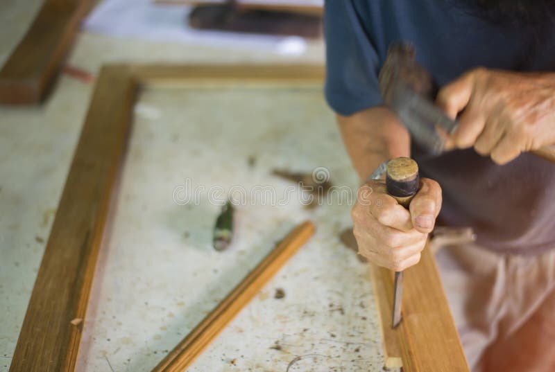 Human Hand that Carpentry Work with Traditional Stock Image - Image of ...