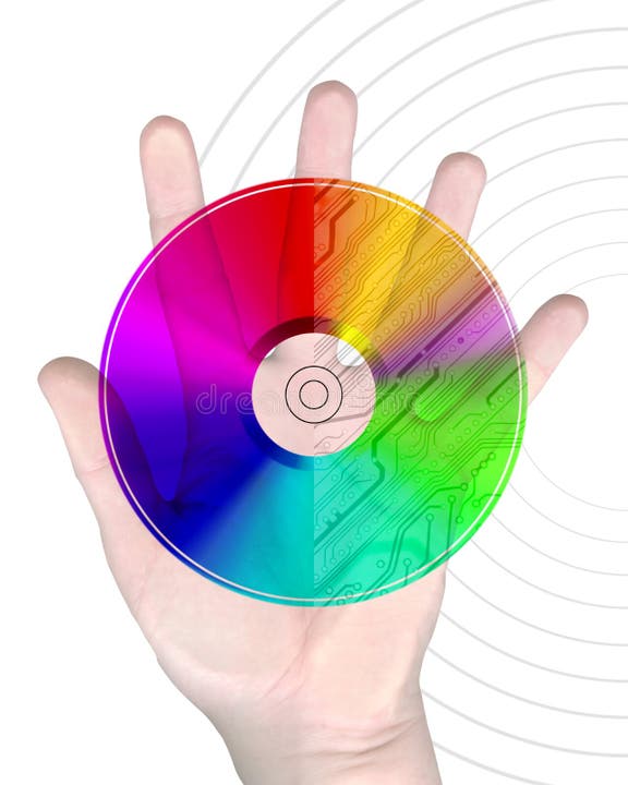 Human hand with CD disc stock photo. Image of blue, concept - 3402874