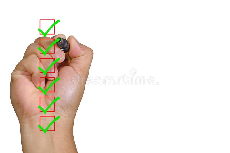 Human Hand Check All Boxes with Green Mark and Copy Space Area. Stock ...