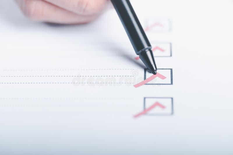 Human Hand Check Mark on Paper,check Concept through Checkboxes ...