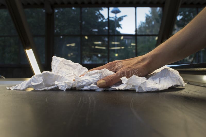 Human Hand Cleaning with a Rag. Stock Image - Image of home, closeup ...