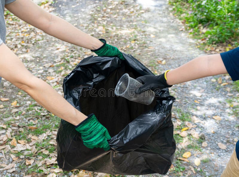 Human Hand Collect Plastic Waste Trash Bags for the Environment Stock ...