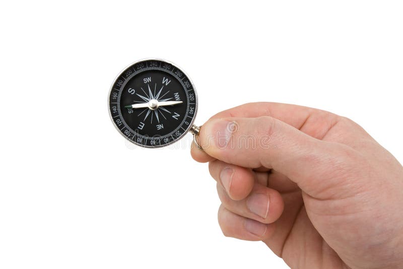 Human hand with compass. stock photo. Image of direction - 19466458