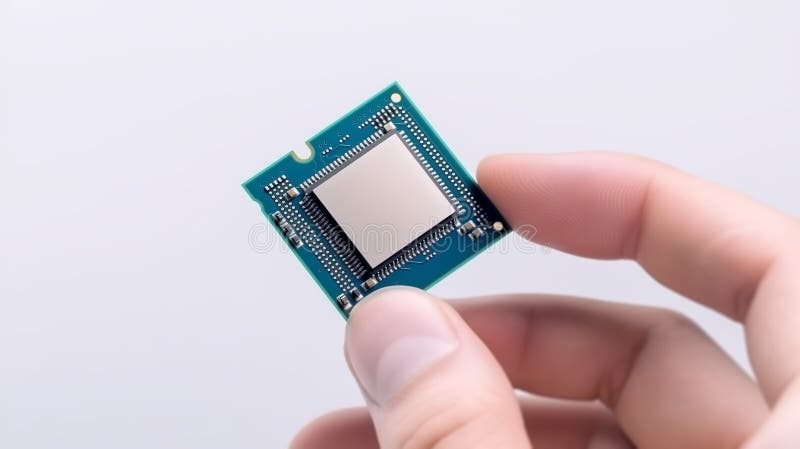 Human Hand with Computer Microchip, Isolated on White Stock ...