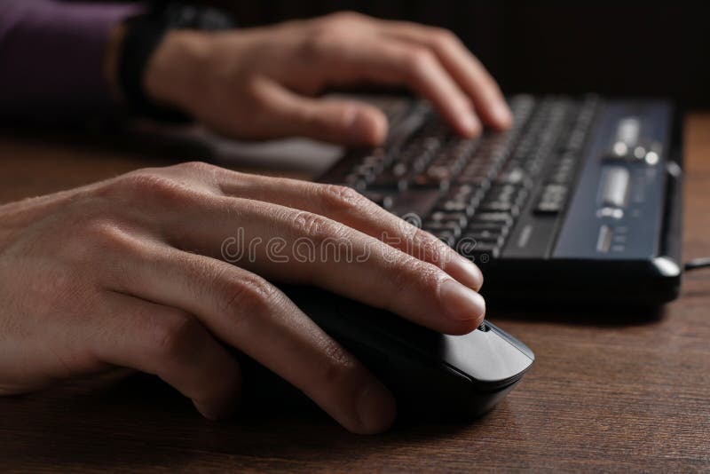 Human Hand on Computer Mouse. Business, Education, People and ...