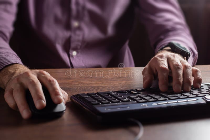 Human Hand on Computer Mouse. Business, Education, People and ...