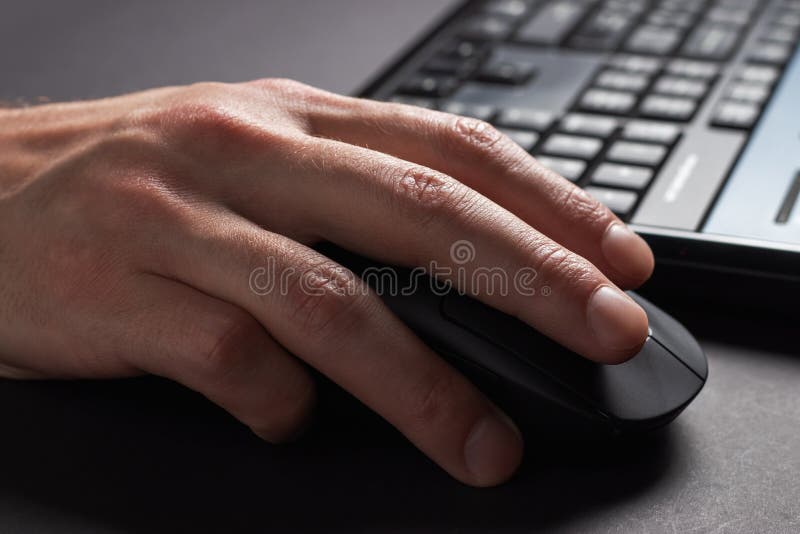 Human Hand on Computer Mouse. Business, Education, People and ...