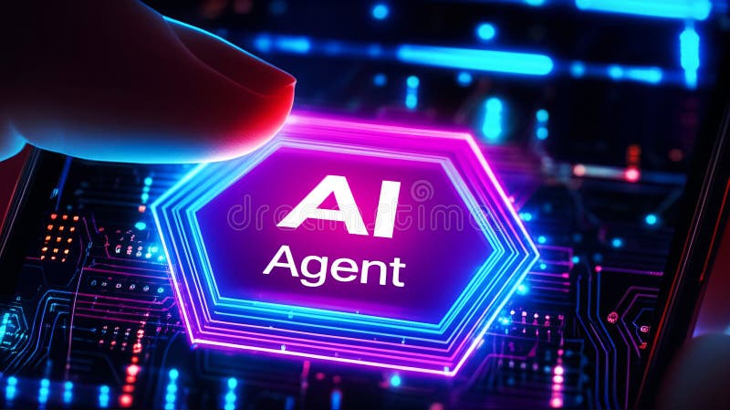 Human Hand Connecting with an AI-Powered Circular Display Stock ...