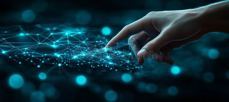 Human Hand Connecting with Luminous Network, Symbolizing Technology ...