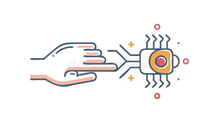 Human Hand Connecting To a Technology Interface Port, Vector Design ...